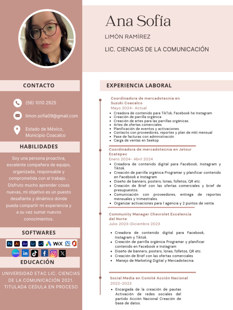 CV Ana Sofía Limón Ramírez | PDF | Marketing | Facebook