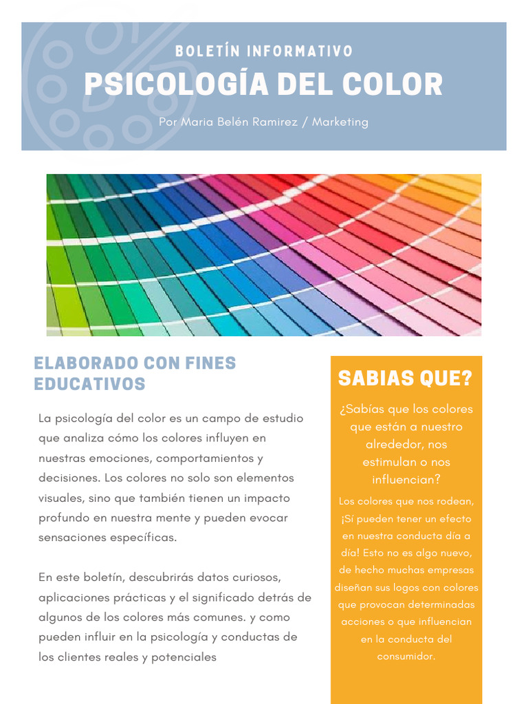 Boletin Psicologia Del Color | PDF | Sicología | Comportamiento