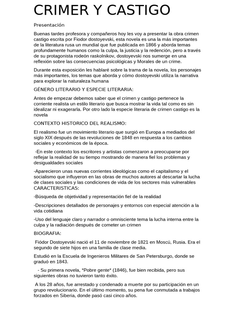 CRIMER Y CASTIGO | PDF | Realismo literario | Crimen y castigo