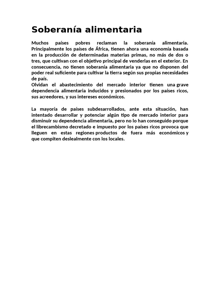 Soberanía Alimentaria | PDF