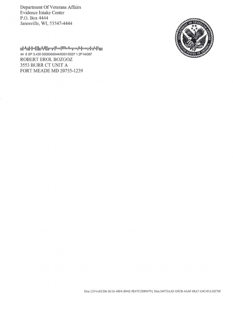 Letter VA Sent To Robert and Opened On 11 Feb 2025. Issue: We Did Not ...
