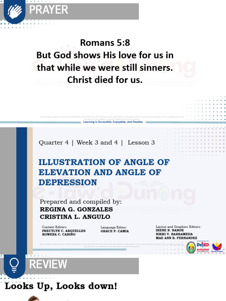 q4 Presentation Math9 Week3 4 Angle of Elevation and Depression | PDF ...