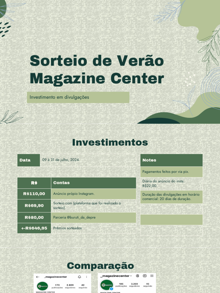 feedback sorteio de verão magazine | PDF
