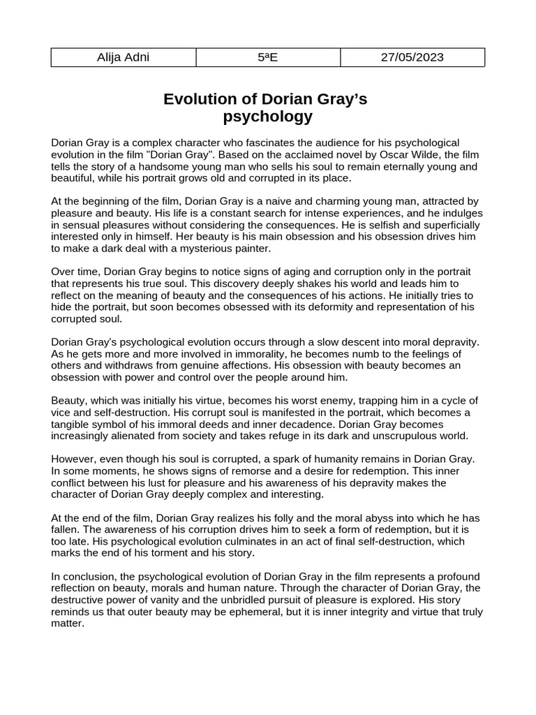 Dorian Gray | PDF | The Picture Of Dorian Gray