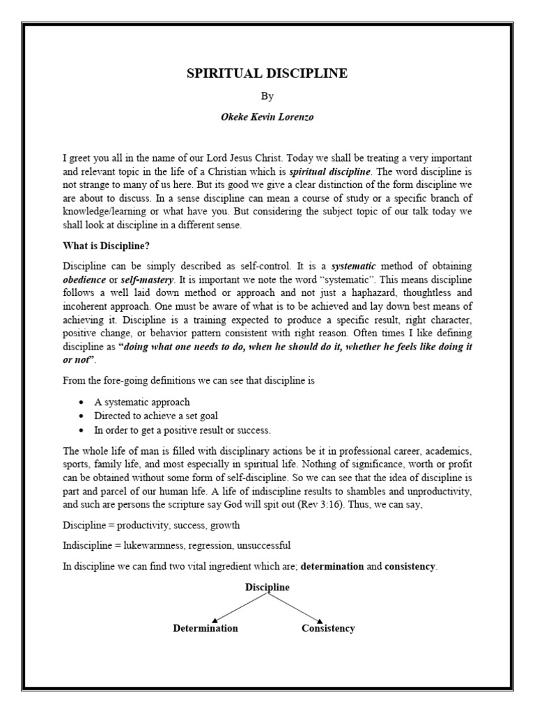 SPIRITUAL DISCIPLINE | PDF | Disciplines | Lent