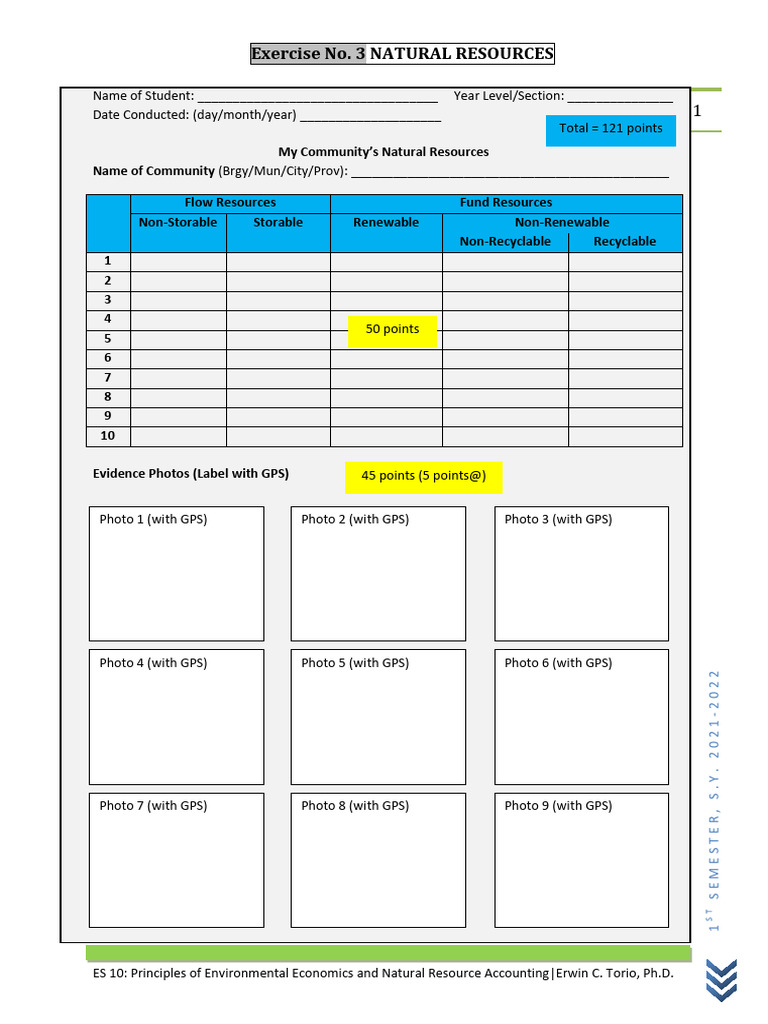 Exercise-No.3_Natural-Resources_ectorio_rubrics | PDF | Sustainable ...