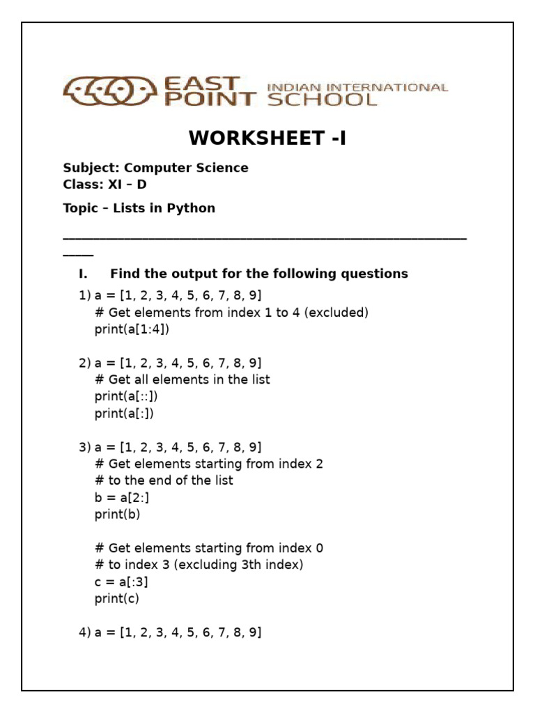 worksheet1 | PDF