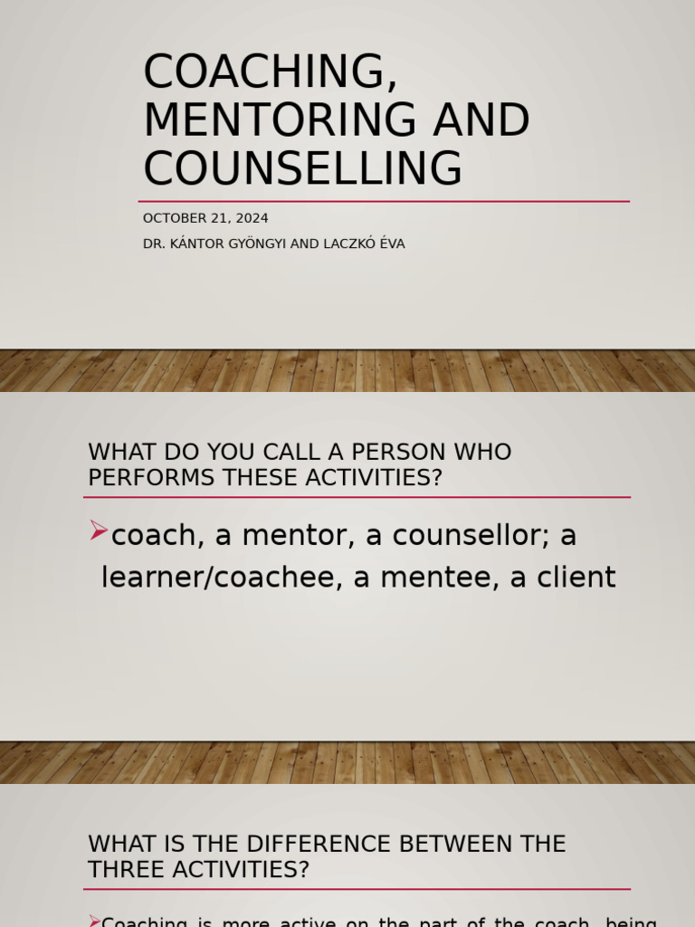 Coaching, Mentoring and Counselling_lesson 8 | PDF | Mentorship | Behavior Modification