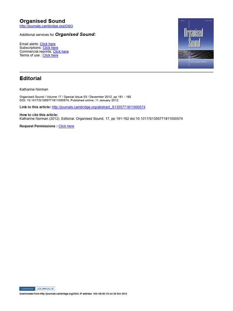 Sound, Listening, and Place II Insights | PDF | Sound | Liberal Arts ...