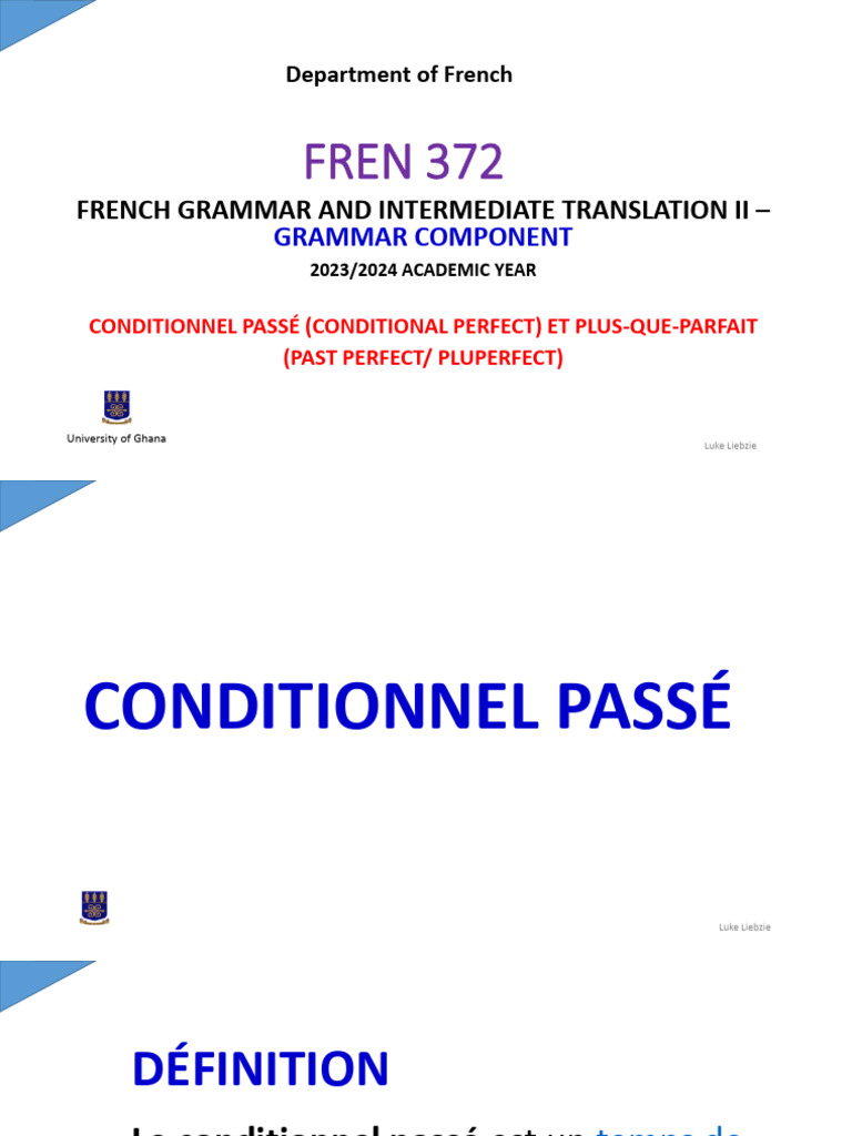 Plus-Que-Parfait Conditionnel Passe FREN 372 2021 2022 | PDF ...