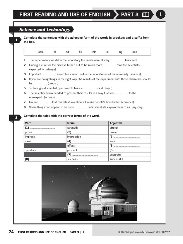 Extra Practice Reading & Use of English PART 3 WORD FORMATION 1of3 ...