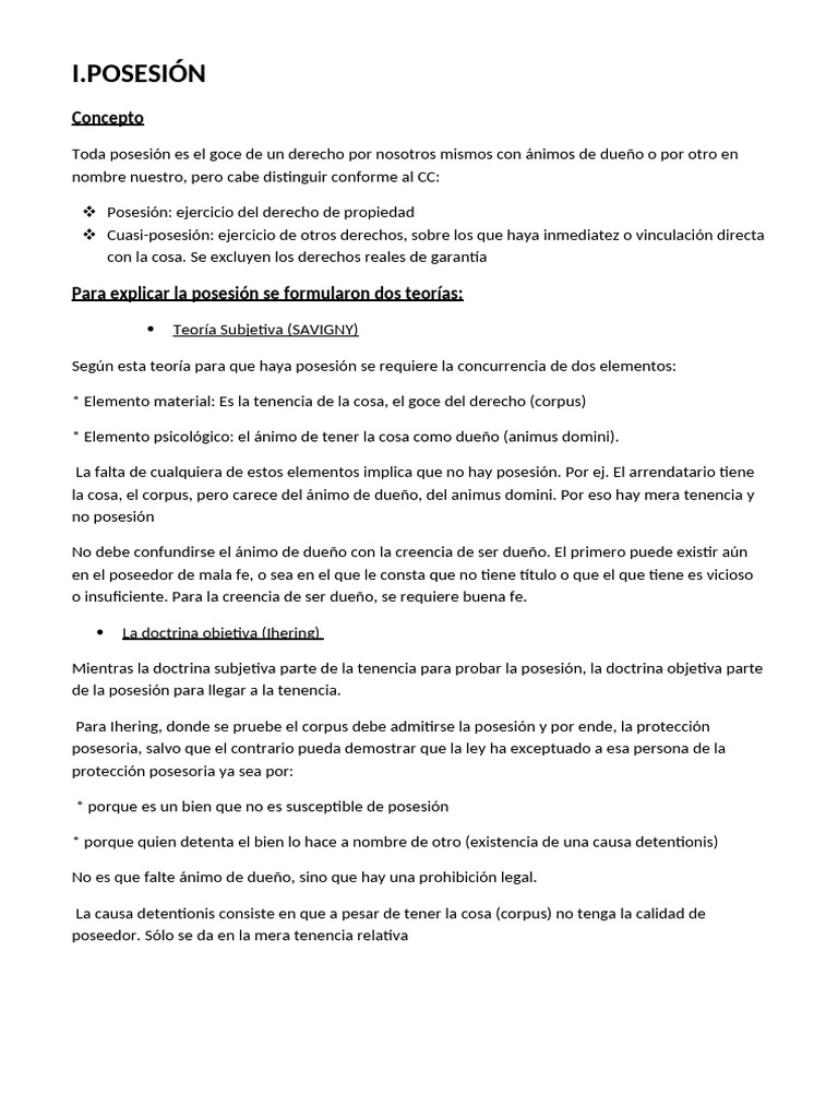 Teorías y Efectos de la Posesión Jurídica | PDF | Posesión (Ley ...