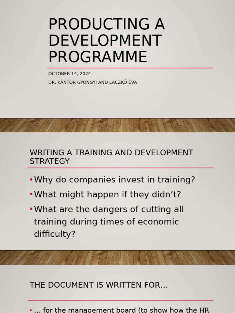 Producting A Development Programme - Lesson 7 | PDF | Learning Styles ...