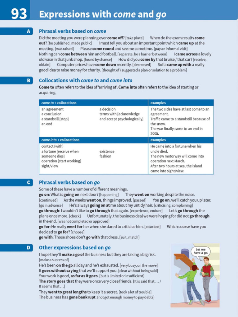 Extra Vocab Phrasal Verbs With COME Unit 93&56 WS Gold First Unit | PDF