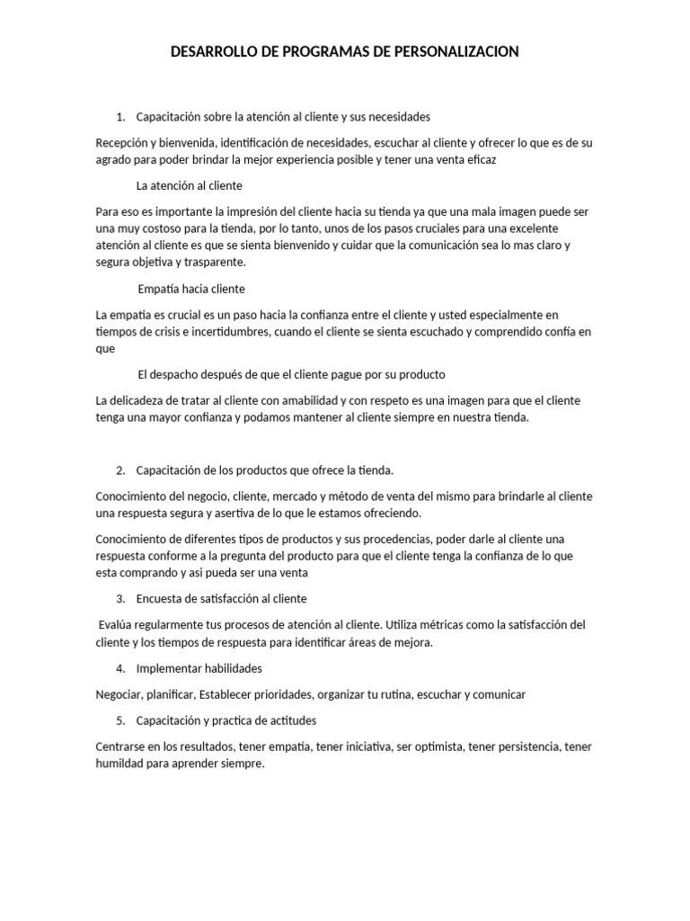 Desarrolo de Programas de Personalizacion | PDF