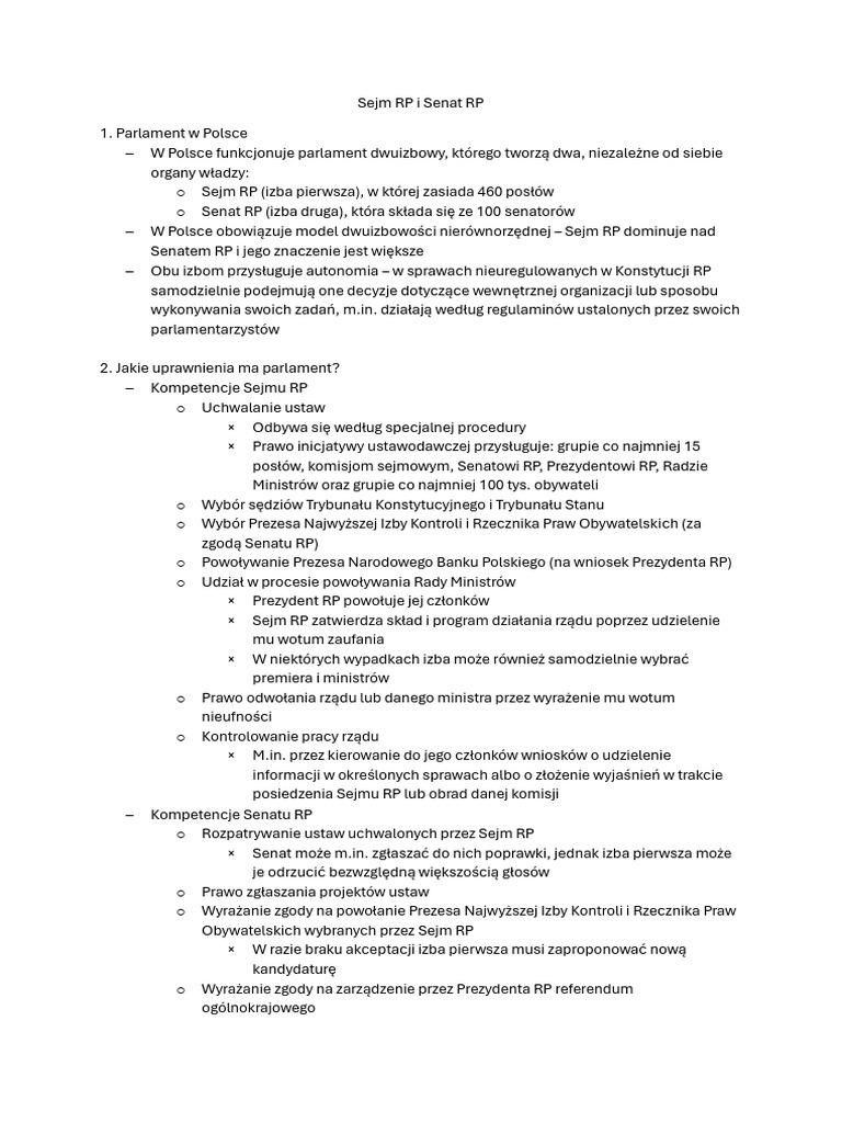 Sejm RP i Senat RP | PDF