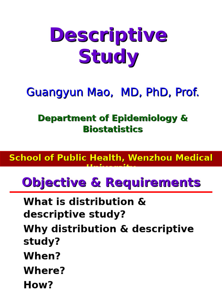 第3讲 Descriptive Study | PDF | Sampling (Statistics) | Survey Methodology