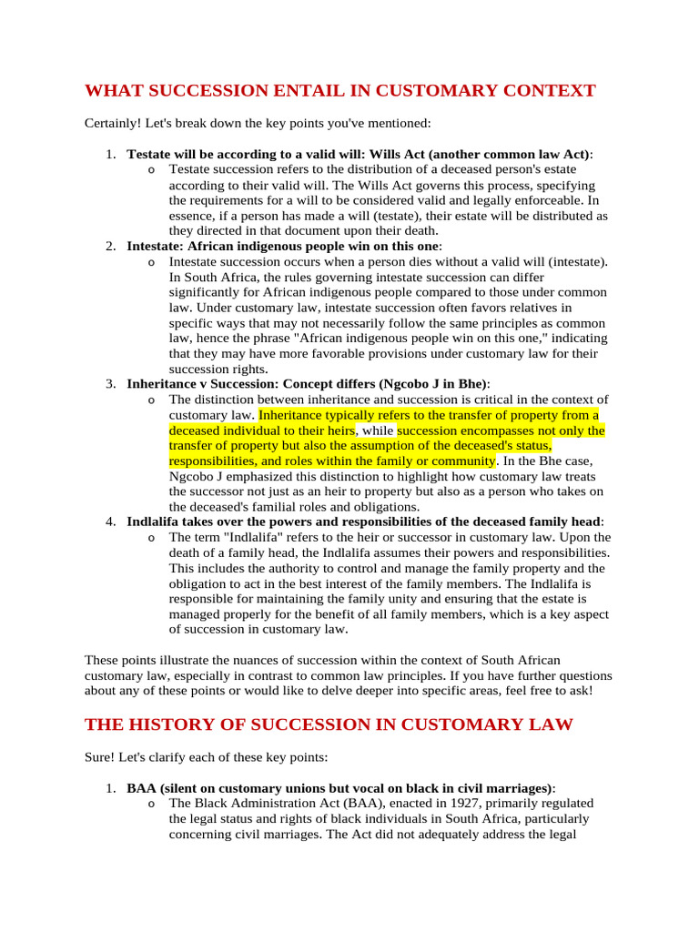 FINAL CUSTOMARY SUCCESSION DRAFT | PDF | Marriage | Intestacy