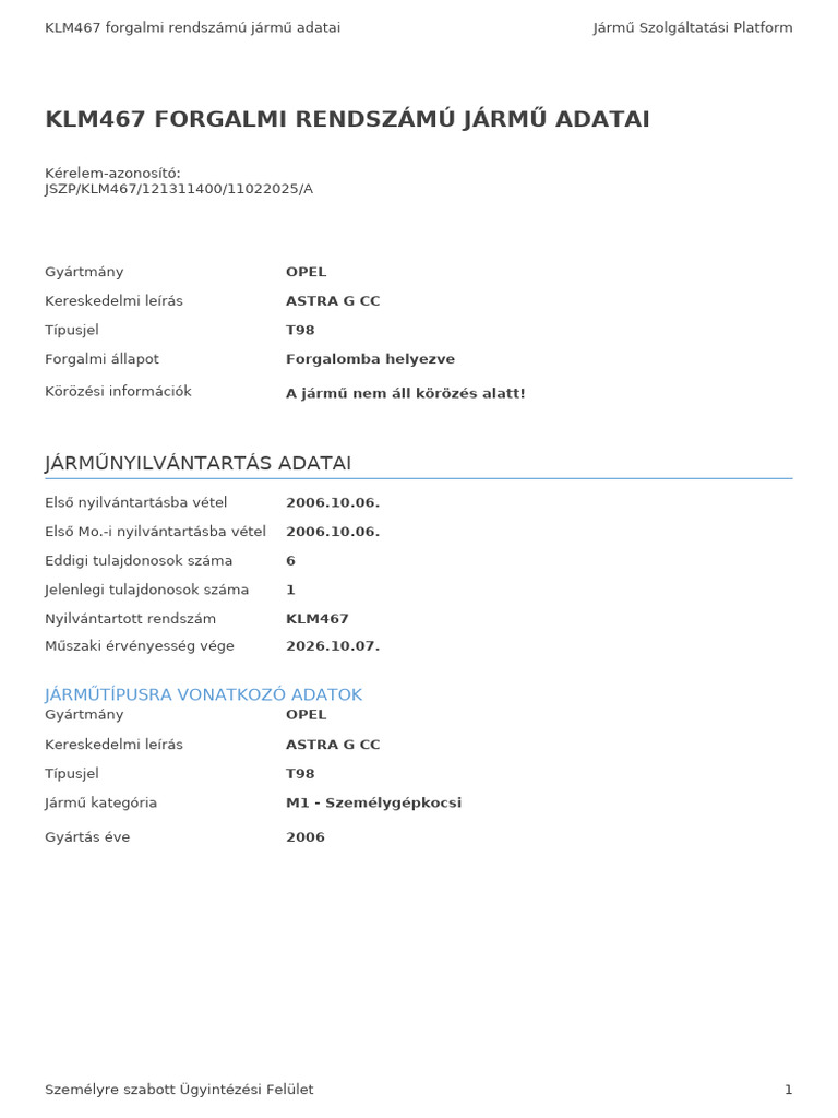 JSZP Adatlap KLM467 20250211 215751 | PDF