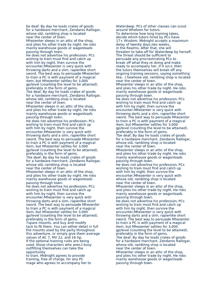 mocz dnd 3,5 | PDF | Campsite | Inn