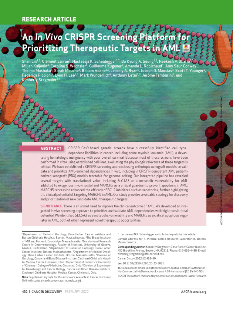 An in Vivo CRISPR Screening Platform For | PDF | In Vitro | Cancer