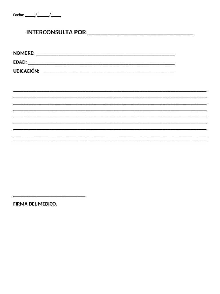 Interconsulta Médica: Formato Estándar | PDF