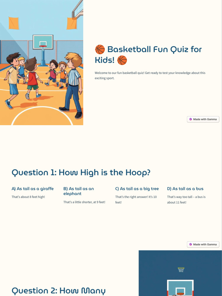 Basketball Fun Quiz For Kids | PDF