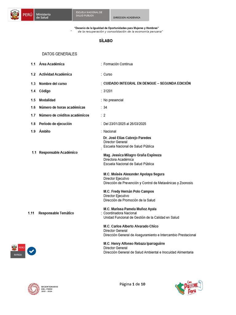 SILABO - CUIDADO INTEGRAL EN DENGUE - AMBITO NACIONAL - VALIDADO ...