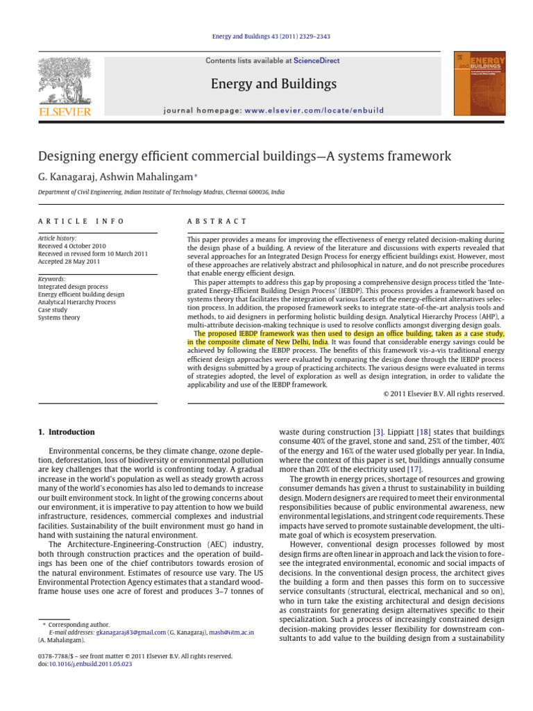 Designing Energy Efficient Commercial Buildings-A Systems Framework ...