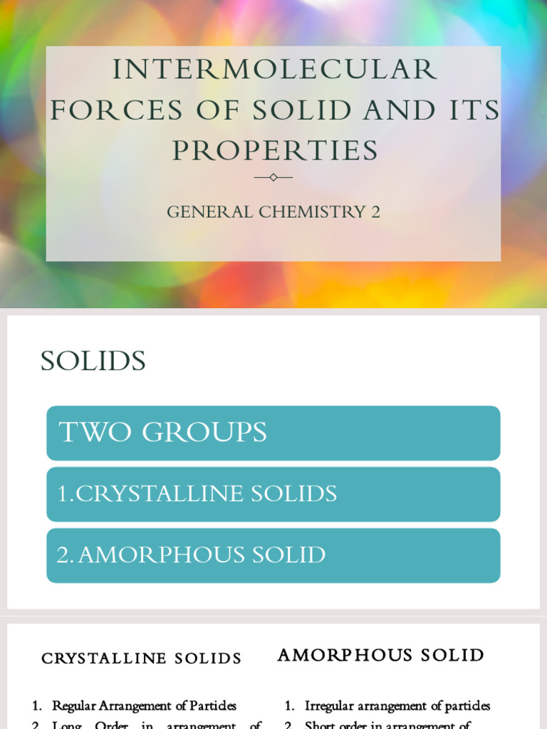 Intermolecular Forces of Solid and Its Properties | PDF | Salt ...