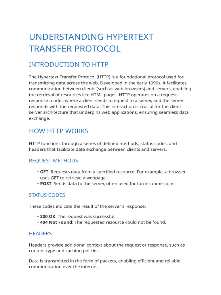 Understanding Hypertext Transfer Protocol | PDF
