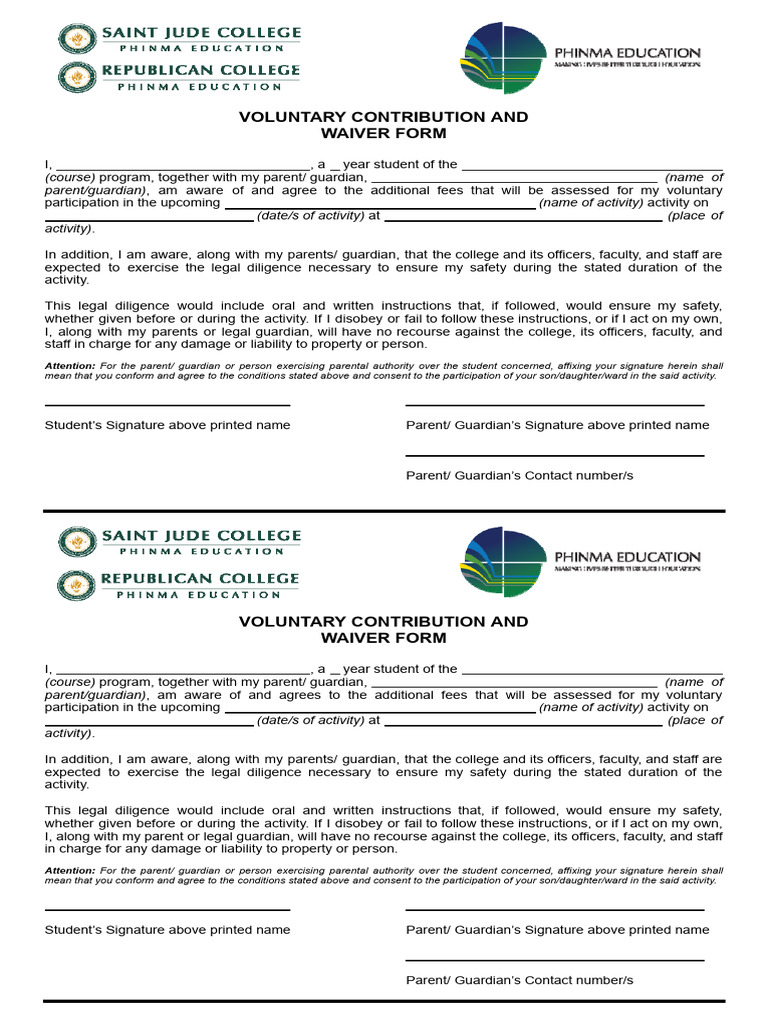 Voluntary Contribution Waiver Form | PDF | Common Law | Private Law