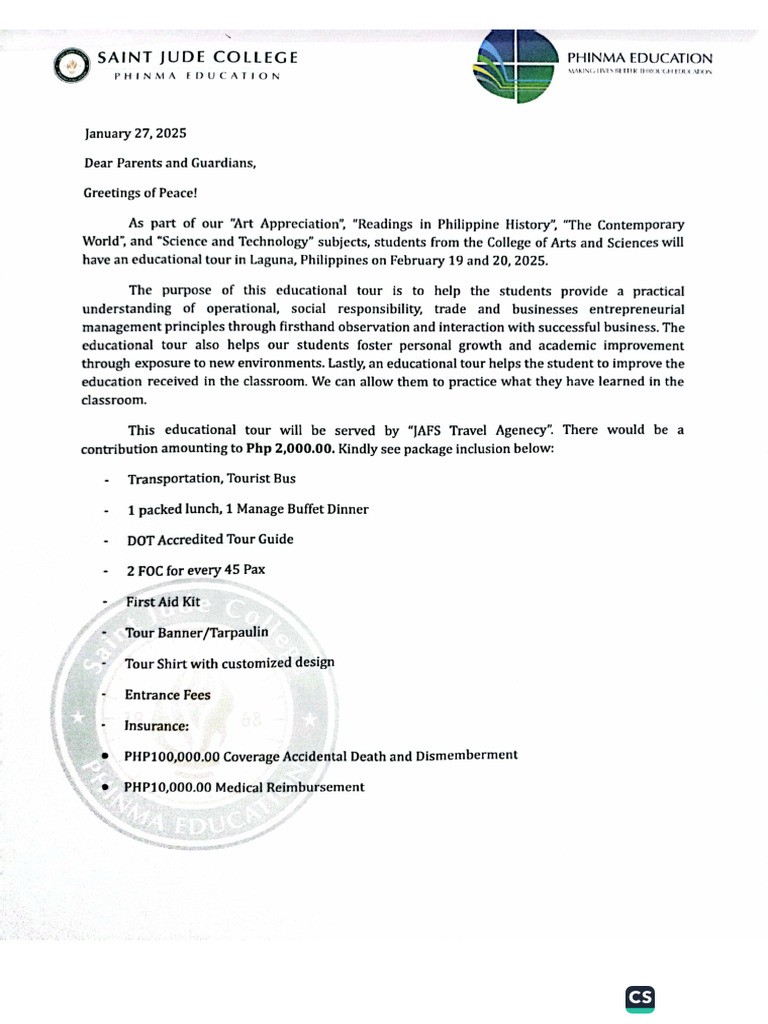 Parents Information Educ Tour | PDF