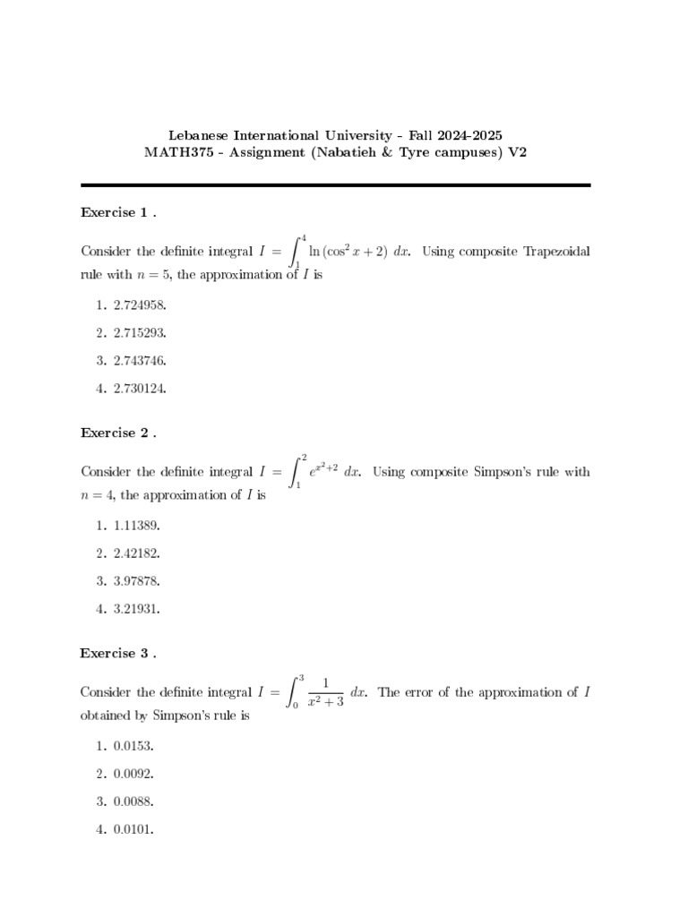 Numerical Methods Assignment 2024-25 | PDF | Mathematical Concepts | Numerical Analysis