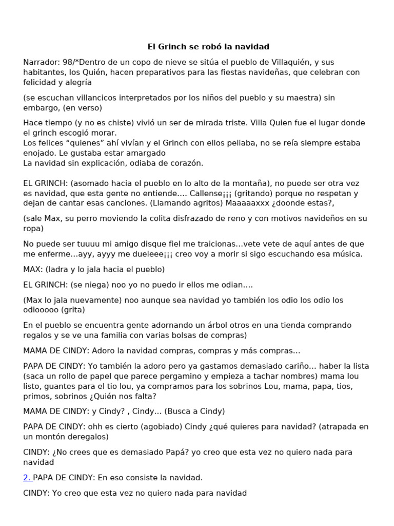 El Grinch Se Robo La Navidad Obra de Teatro | PDF | Observancias de ...