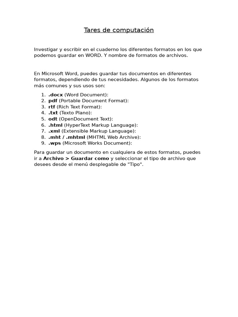 Tarea de Computación | PDF