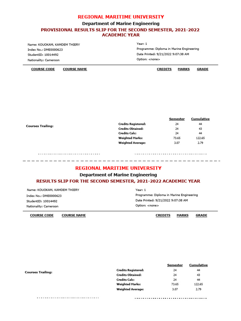 Send Result Slip | PDF | Educational Stages | Engineering