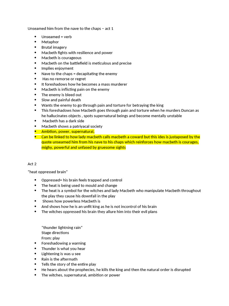 Macbeth Notes 2 | PDF