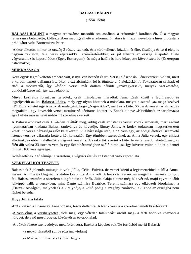 Balassi Bálint | PDF