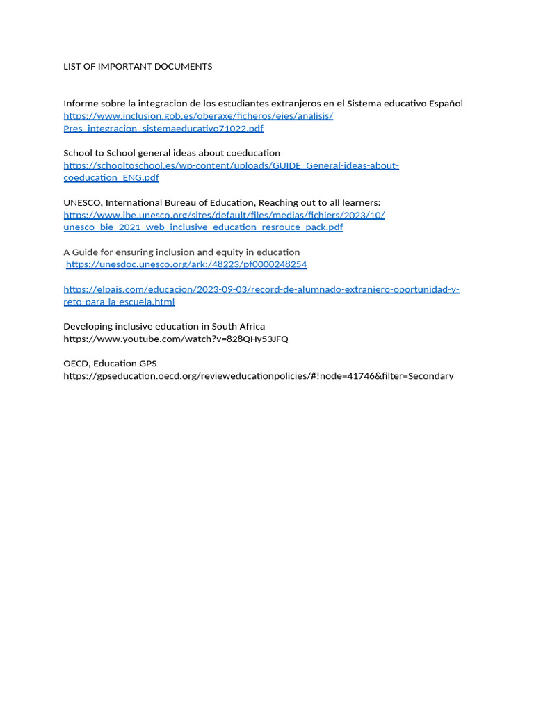 List of Important Documents | PDF