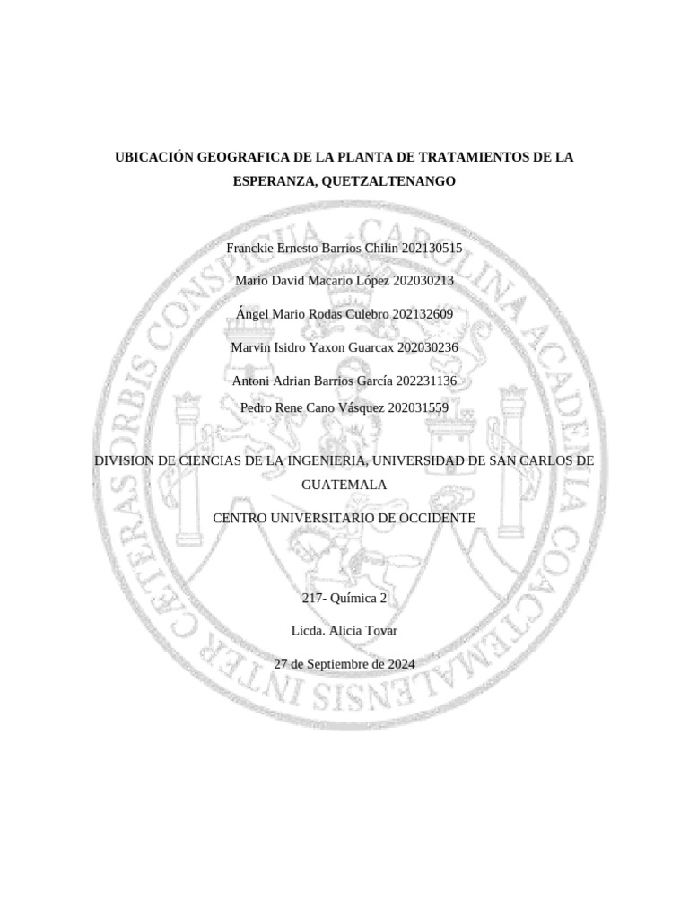 Ubicación Geografica de La Planta de Tratamientos de La Esperanza | PDF | Tratamiento de aguas ...