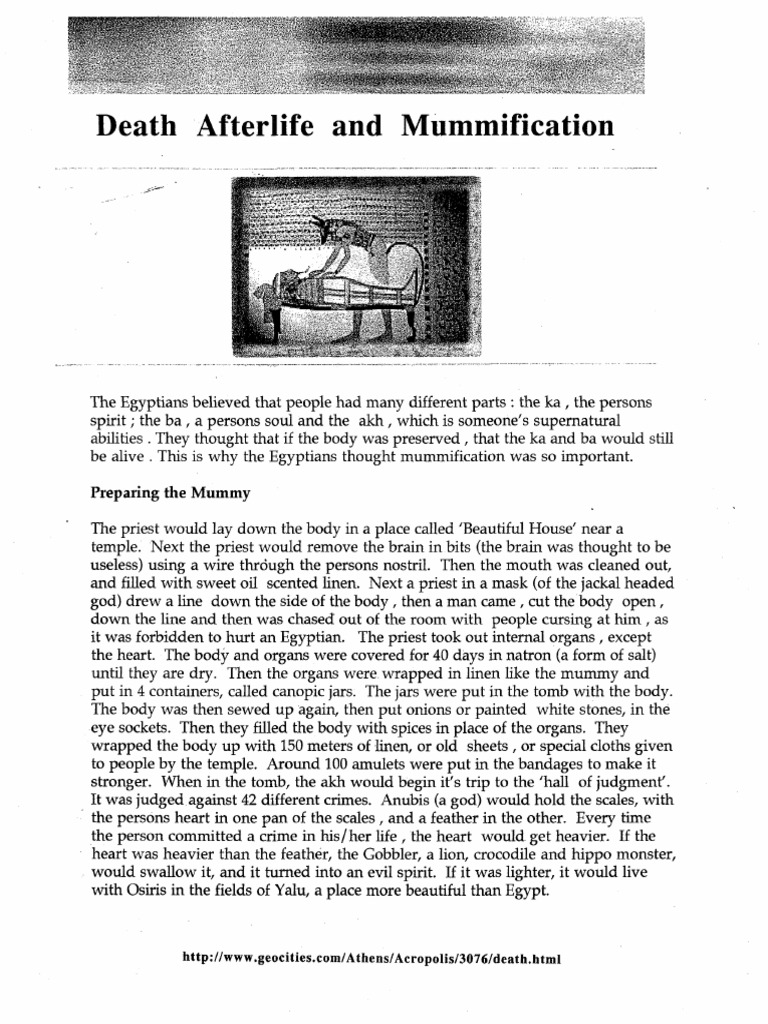 Egyptian Mummification Process Explained | PDF | Mummy | Cultural ...