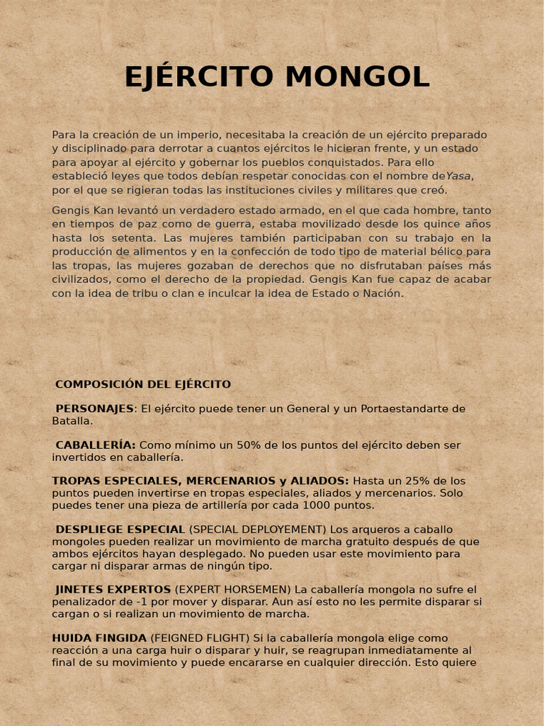 Ejercito Mongol | PDF | Imperio mongol | Caballería