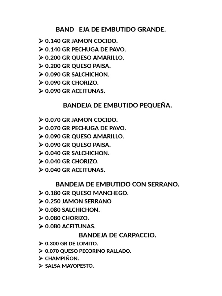 Bandeja de Embutido | PDF