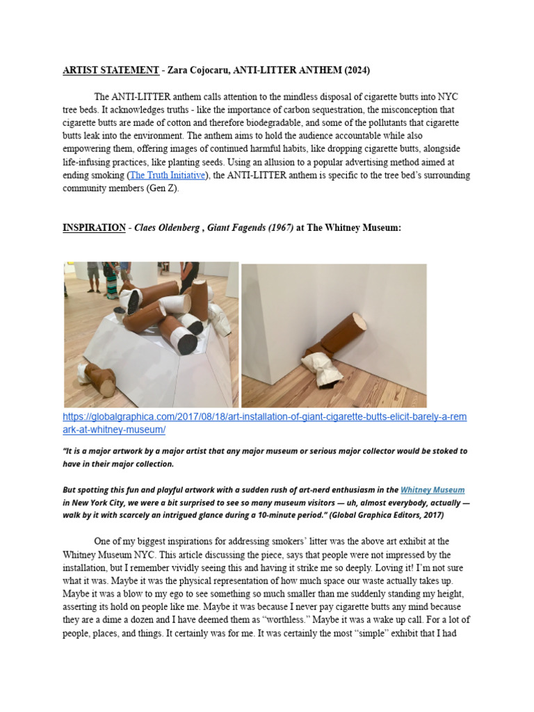 Anthem Curatorial Statement | PDF | Cigarette | Soil