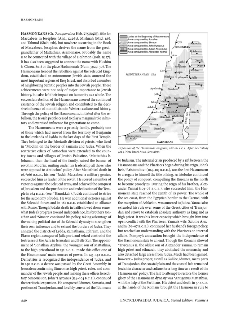 Hasmoneos Inciclopedio Judaica | PDF | Hasmonean Dynasty | Judea