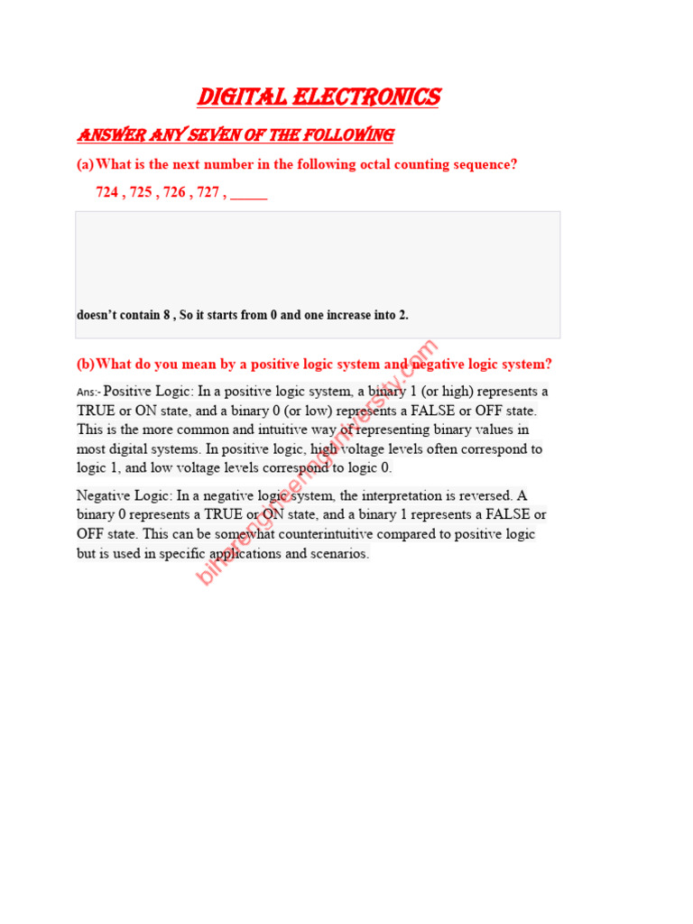 Digital Electronics Concepts and Problems | PDF | Logic Gate | Digital ...