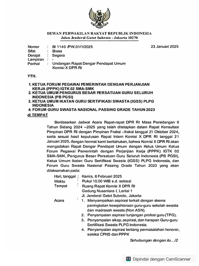 Surat RDP DPR RI | PDF