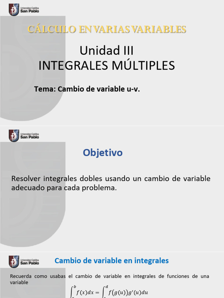 Cambio de Variable en Integrales Dobles | PDF | Integral | Física ...