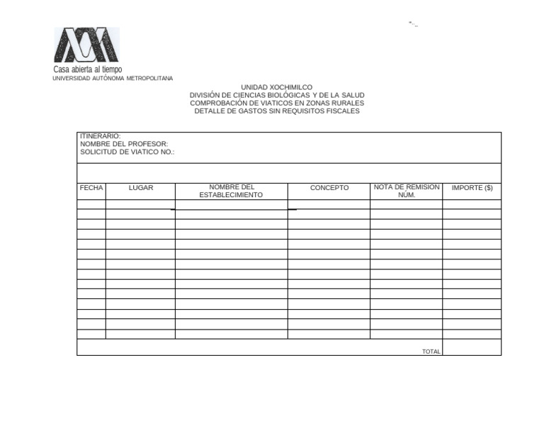 Formato UAM Requisitos Sin Comprobante Fiscañ | PDF